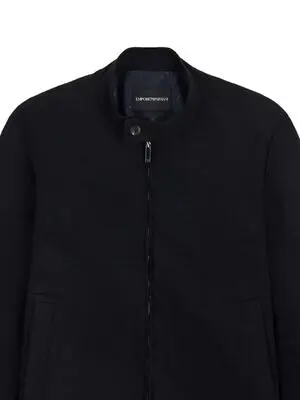 Emporio Armani Textured Band Collar Zip-up Blouson Jacket