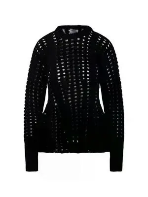 NUDE Open-knit Peplum-hem Sweater - Black
