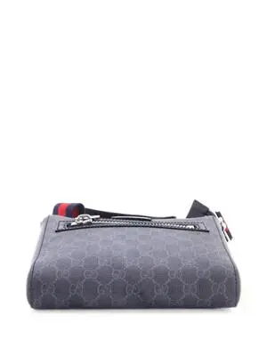 Gucci Web Strap Front Zip Messenger Bag Gg Coated Canvas Small Crossbody Bag