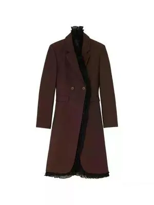 GANNI Long Blazer In Wool - Brown