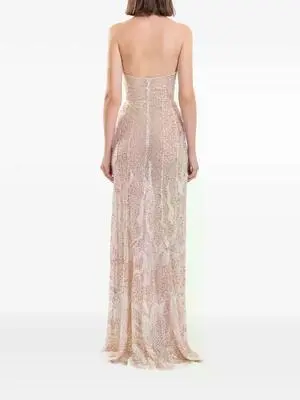SAIID KOBEISY Embroidered Tulle Fitted Maxi Dress