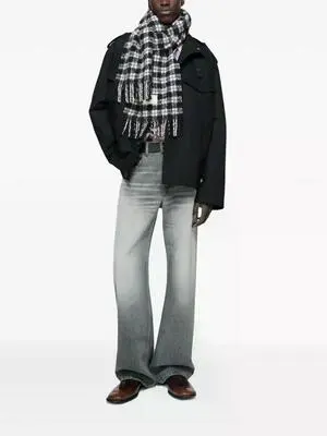 Acne Studios Checked Logo Scarf - White
