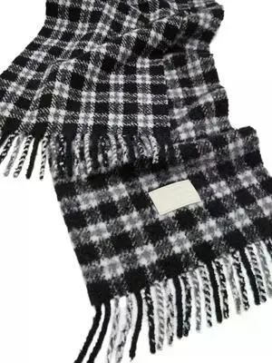Acne Studios Checked Logo Scarf White