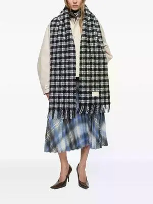 Acne Studios Checked Logo Scarf - White