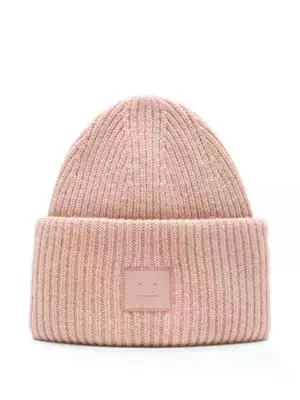 Acne Studios Face Logo Beanie Yak - Pink