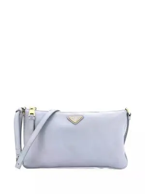 Prada Flat Zip Vitello Daino Mini Crossbody Bag - Blue