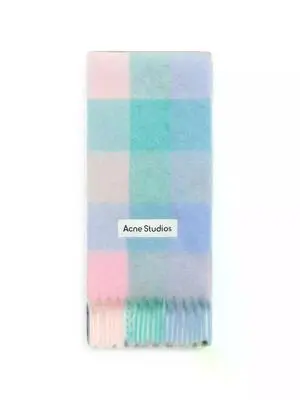 Acne Studios Mohair Check Scarf - Blue