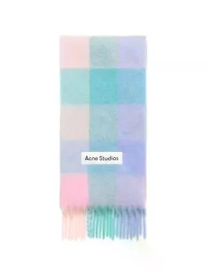 Acne Studios Mohair Check Scarf - Blue