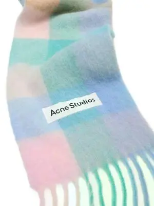 Acne Studios Mohair Check Scarf - Blue