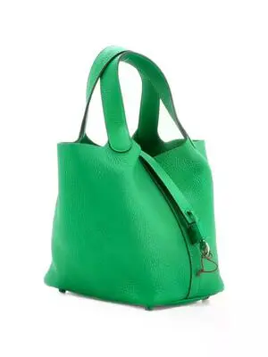 Hermès Monochrome Picotin Lock Bag Clemence Pm Bucket Bag - Green