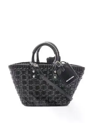 Balenciaga Woven Bistro Basket Tote Bag - Black