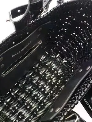 Balenciaga Woven Bistro Basket Tote Bag - Black