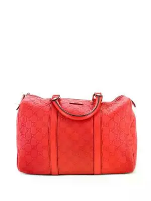 Gucci Joy Boston Bag Embossed Leather Medium Handbag - Red