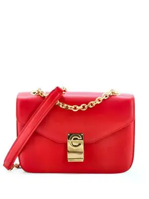 Celine C Bag Leather Medium Crossbody Bag - Red