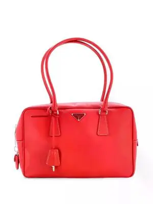 Prada Bauletto Bag Saffiano Leather Medium Handbag - Red