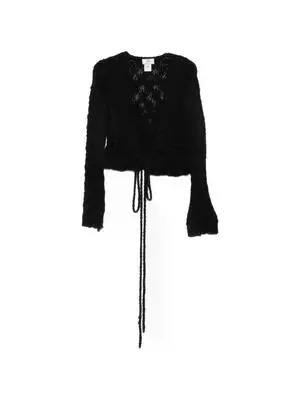 Fendi 1990s Textured Knit Tie-front Cardigan