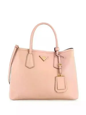 Prada Cuir Double Saffiano Leather Medium Tote Bag - Neutrals