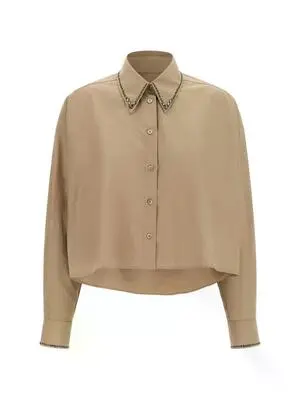 Fabiana Filippi Jewel-embroidered Cropped Shirt - Brown