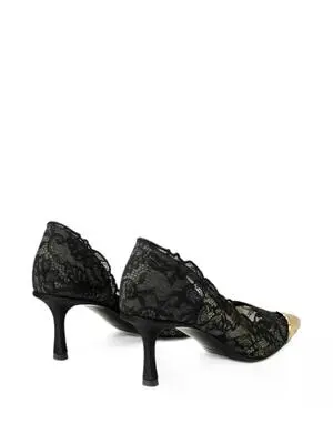 JIMMY CHOO Lace Pumps With Gold Metal Detail - Black