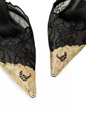 JIMMY CHOO Lace Pumps With Gold Metal Detail - Black