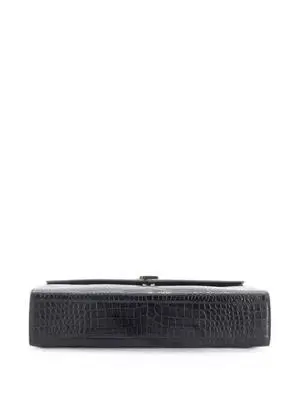 Saint Laurent Classic Monogram Envelope Satchel Crocodile Embossed Leather Large Crossbody Bag