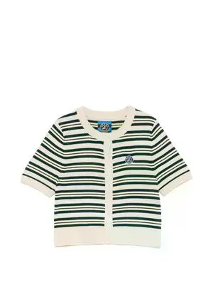 AGNES B. Striped Short-sleeve Top - Neutrals