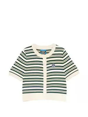 AGNES B. Striped Knit Top - Neutrals