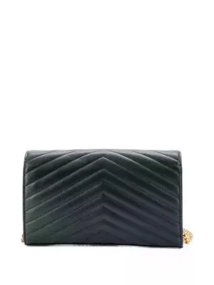 Saint Laurent Classic Monogram Wallet On Chain Matelasse Chevron Leather Medium Crossbody Bag