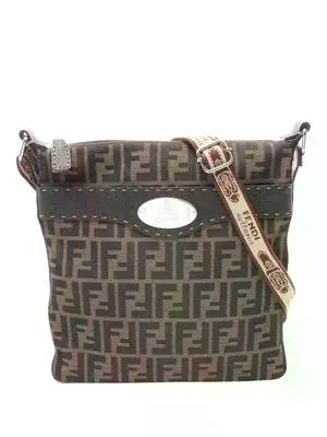 Fendi 2000-2010 Zucca Canvas Selleria Crossbody Bag - Brown
