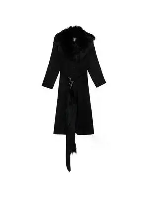 Blumarine Shearling-collar Charm-detail Coat
