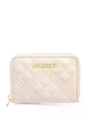 Moschino Quilted Logo-lettering Wallet - Neutrals