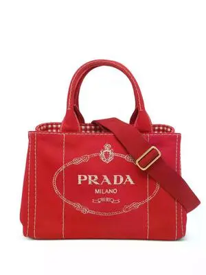 Prada Small Canapa Logo-print Tote Bag - Red