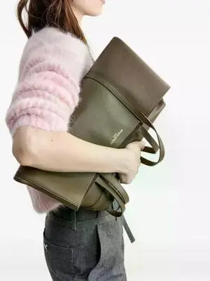 Maison Kitsuné Logo-print Leather Tote Bag