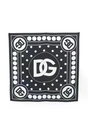 Dolce & Gabbana Dg Logo Polka-dot Scarf - Black