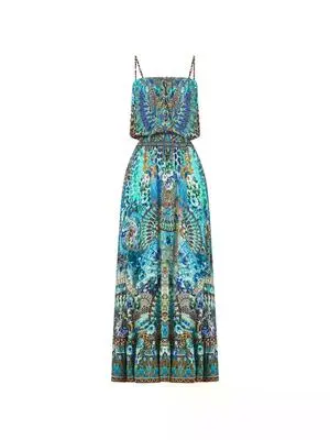 Camilla Shirred-waist Long Dress