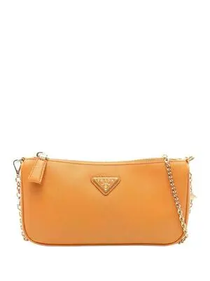 Prada 2013-2026 Saffiano Chain Shoulder Bag - Orange