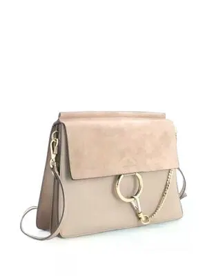 Chloé Faye Leather And Suede Medium Shoulder Bag - Grey