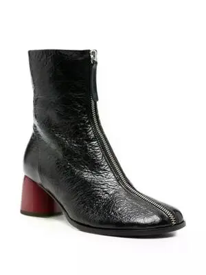 HALMANERA Front-zip Leather Ankle Boots