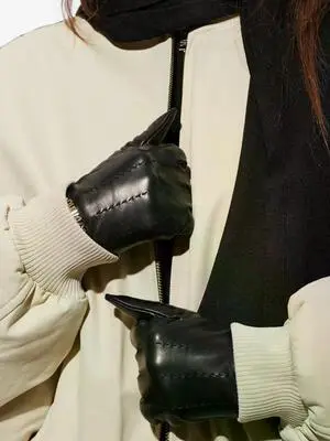 Moschino Logo-plaque Leather Gloves