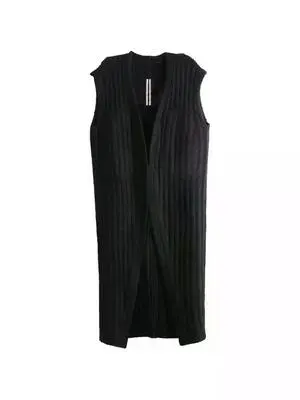 Rick Owens Ribbed-knit Sleeveless Cardicoat - Black