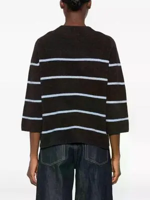 YERSE Horizontal-stripe Three-quarter-sleeve Sweater
