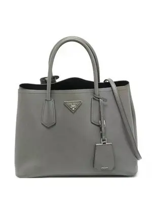 Prada Medium Saffiano-leather Tote Bag - Grey