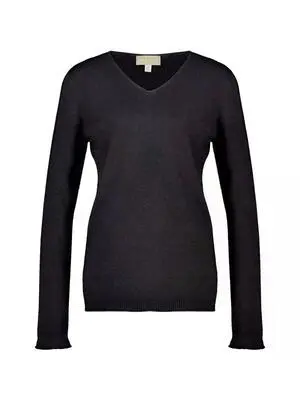 120% Lino V-neck Wool Sweater - Black