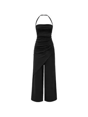 Karl Lagerfeld Halterneck Draped Jumpsuit - Black