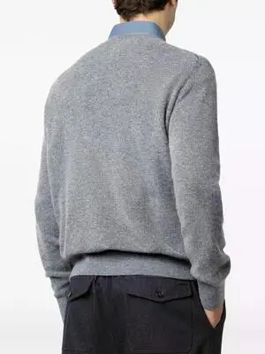 TOD'S Crew Neck Sweater With Suede Details