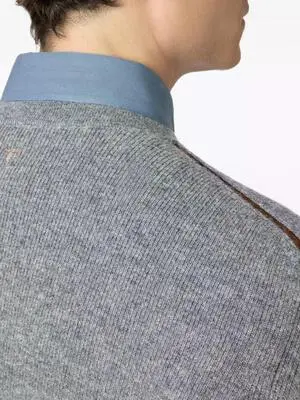 TOD'S Crew Neck Sweater With Suede Details