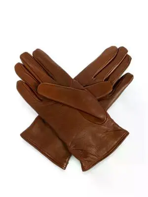 Moschino Logo-plaque Leather Gloves - Brown