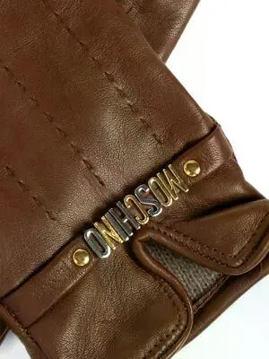 Moschino Logo-plaque Leather Gloves