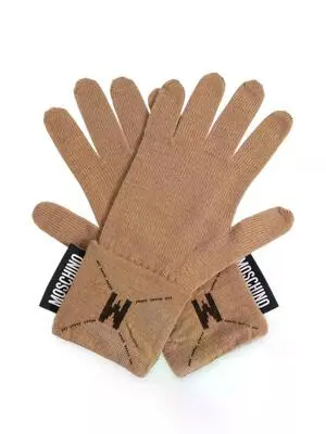Moschino Logo-tag Wool Gloves - Neutrals