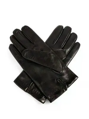 Moschino Logo-patch Leather Gloves - Black
